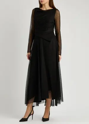 Talbot Runhof Crystal-embellished Tulle Midi Dress