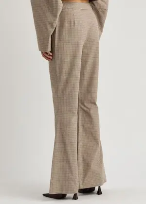 Clea Alessandra Checked Cotton-blend Trousers