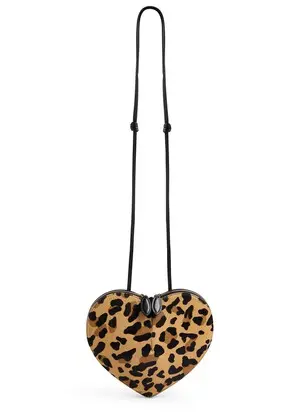 Alaïa Le Coeur Heart Print Calf Hair Crossbody Bag - Leopard