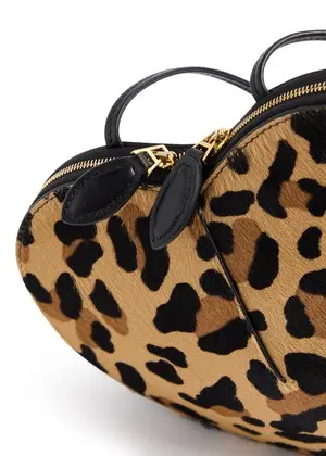 Alaïa Le Coeur Heart Print Calf Hair Crossbody Bag - Leopard