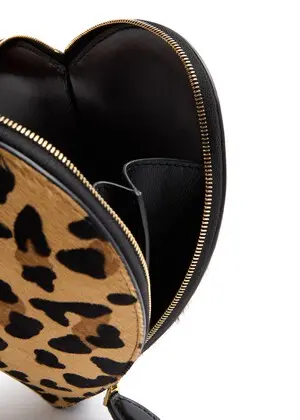 Alaïa Le Coeur Heart Print Calf Hair Crossbody Bag - Leopard