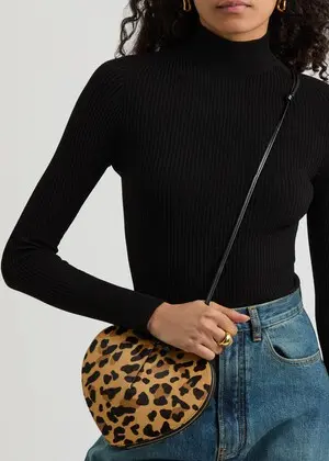 Alaïa Le Coeur Heart Print Calf Hair Crossbody Bag - Leopard