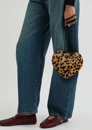 Alaïa Le Coeur Heart Print Calf Hair Crossbody Bag - Leopard