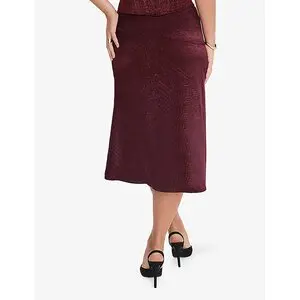MISTRESS ROCKS Woven Midi Skirt With Split Hem