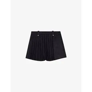 Maje Pleated Stretch-cotton Shorts