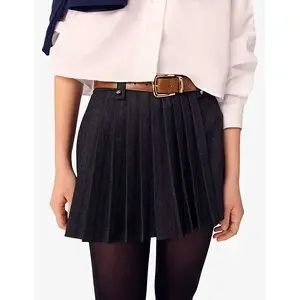 Maje Pleated Stretch-cotton Shorts