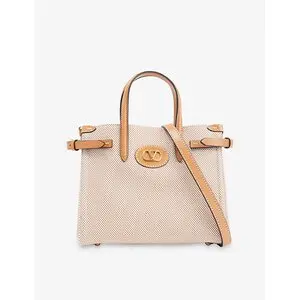 Valentino Garavani Antibes Small Tote Bag - Naturale-tobacco/camel