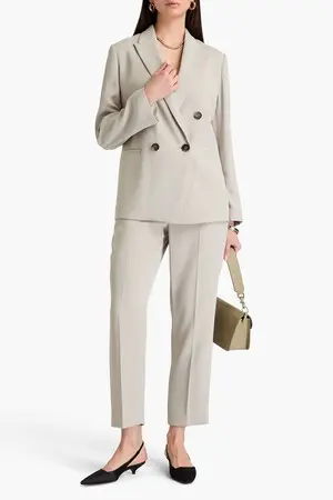Vince Double-breasted Crepe Blazer - Beige