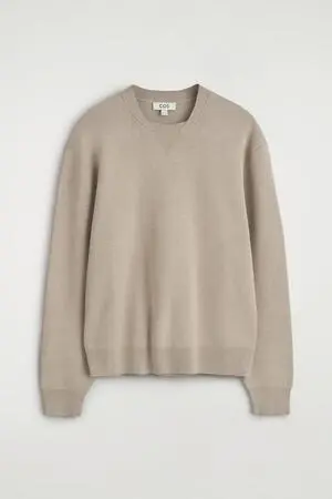 Cos Double-faced Bomber-neck Knitted Sweater - Beige
