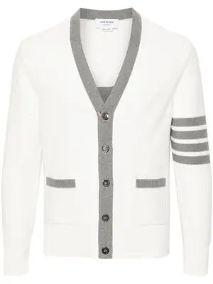 Thom Browne Thom Browne V-Neck Cotton Cardigan White