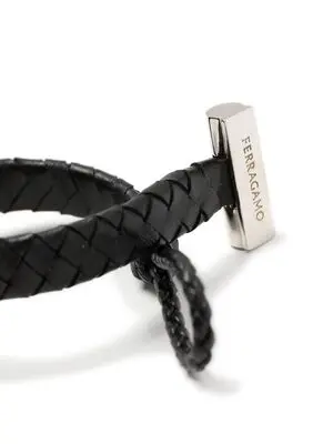 FERRAGAMO Leather Braided Bracelet