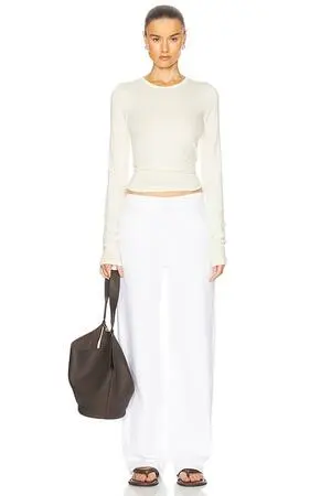 Eterne Fitted Long Sleeve T-shirt - Ivory