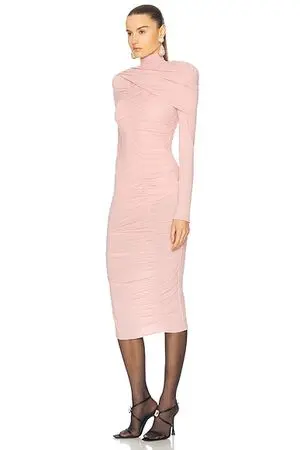 Magda Butrym Draped High Neck Midi Dress