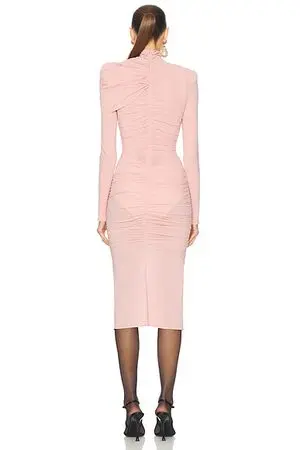 Magda Butrym Draped High Neck Midi Dress