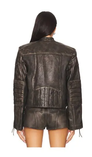 H:OURS Lavinia Leather Racer Jacket
