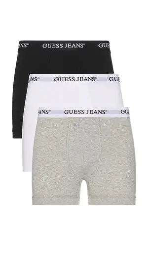 Guess 3 Pack Boxer Brief In Grey,white,black - White  Black  & Grey