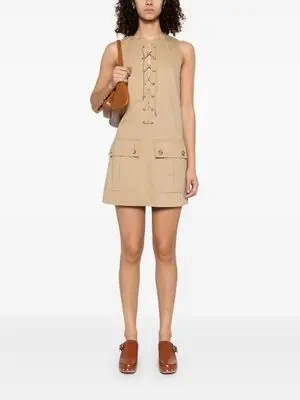 Chloé Lace-up Mini Dress - Brown