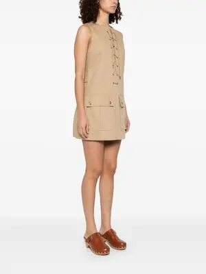 Chloé Lace-up Mini Dress - Brown