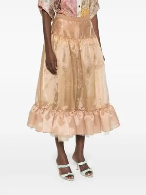 PAPA OPPONG Metallic-threading Midi Skirt