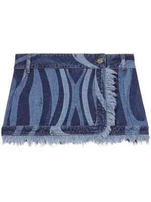 Emilio Pucci Marmo-print Denim Mini Skirt - Blue