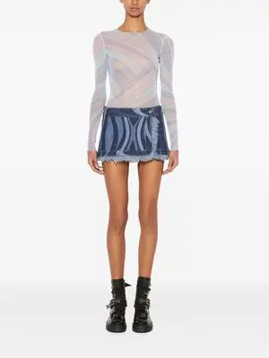 Emilio Pucci Marmo-print Denim Mini Skirt