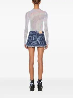Emilio Pucci Marmo-print Denim Mini Skirt