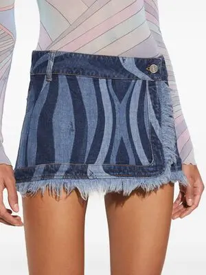 Emilio Pucci Marmo-print Denim Mini Skirt