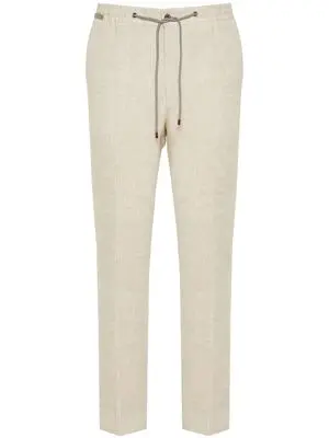 Corneliani Drawstring Linen Trousers - Neutrals