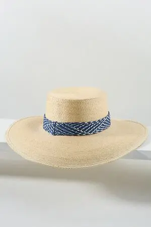 ASN HATS Bolero Patterned Straw Boater - Ivory
