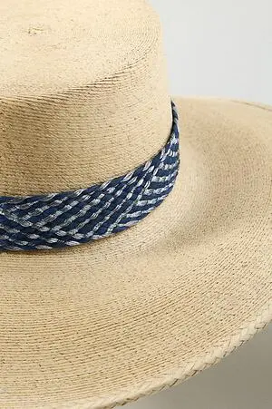 ASN HATS Bolero Patterned Straw Boater - Ivory