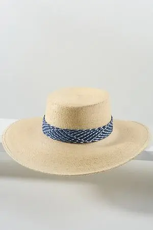 ASN HATS Bolero Patterned Straw Boater White
