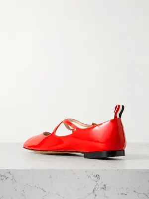 Thom Browne Grosgrain-trimmed Ballet Flats - Red