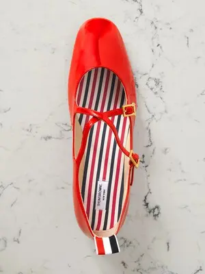 Thom Browne Grosgrain-trimmed Ballet Flats - Red