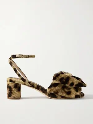 LOEFFLER RANDALL Carmen Bow-embellished Leopard-print Velvet Sandals - Animal Print