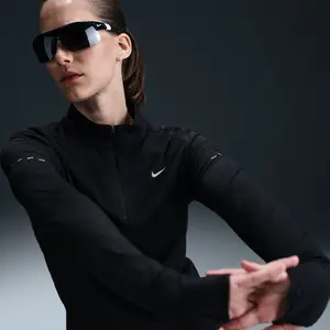 Nike Swift Dri-fit Uv 1/4-zip Running Top - Black