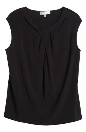 KASPER Cap Sleeve Criss-cross Top - Black