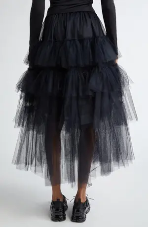 Simone Rocha Tiered Tulle Midi Skirt - Black