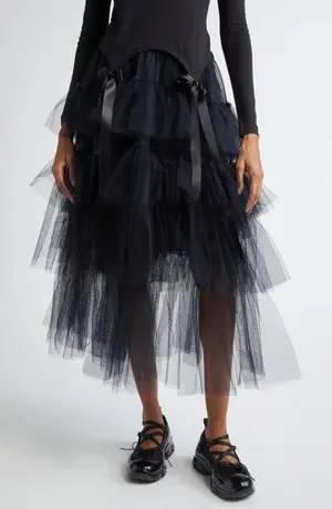 Simone Rocha Tiered Tulle Midi Skirt