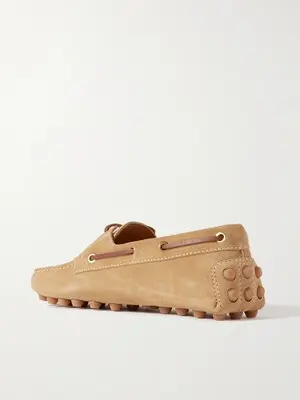 TOD'S Gommino Leather-trimmed Suede Loafers - Brown
