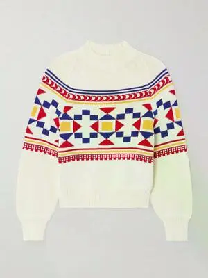 HIGH SPORT Lara Intarsia-knit Cotton-blend Sweater