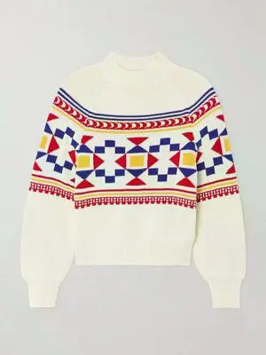 HIGH SPORT Lara Intarsia-knit Cotton-blend Sweater