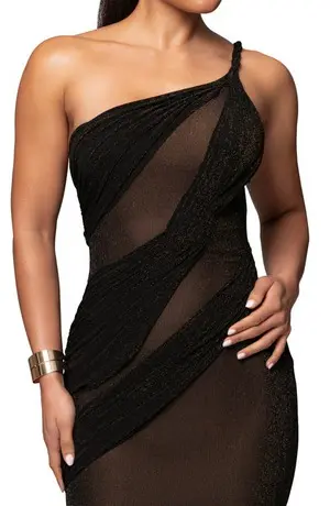 JLUXLABEL Alari One-shoulder Mesh Gown