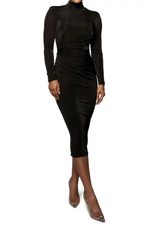 JLUXLABEL Kara Long Sleeve Velvet Midi Dress