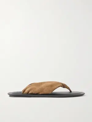 Brunello Cucinelli Suede Thong Sandals - Brown