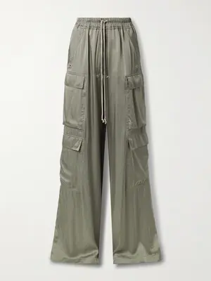 Rick Owens Satin Wide-leg Cargo Pants