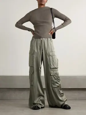 Rick Owens Satin Wide-leg Cargo Pants