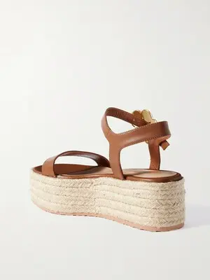 GIANVITO ROSSI 40 Embellished Leather Espadrille Sandals