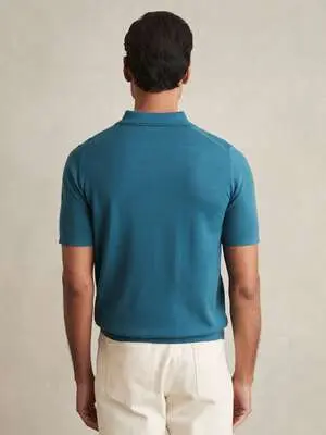 REISS Maxwell Wool Half-zip Polo Shirt - Deep Teal Blue