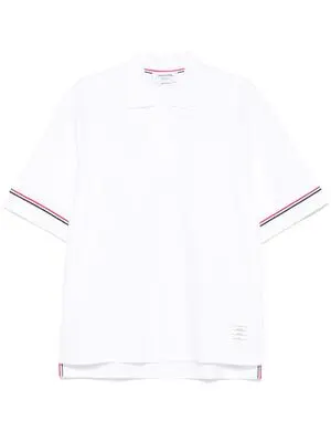 Thom Browne Rwb-stripe Cotton Polo Shirt - White