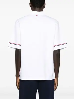 Thom Browne Rwb-stripe Cotton Polo Shirt - White